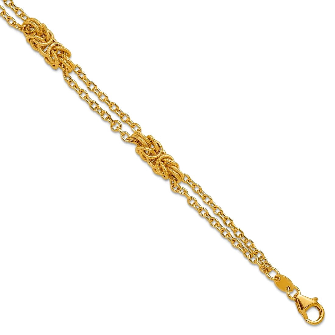 14k Solid Yellow Gold Polished and Textured Multi-strand Bracelet 7.5 ...