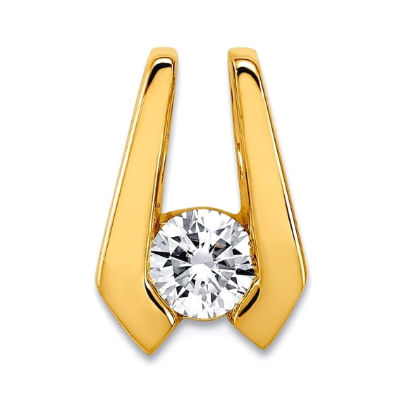 14k Solid Yellow Gold VS 4.5mm Diamond Slide Pendant Necklace for Women ...