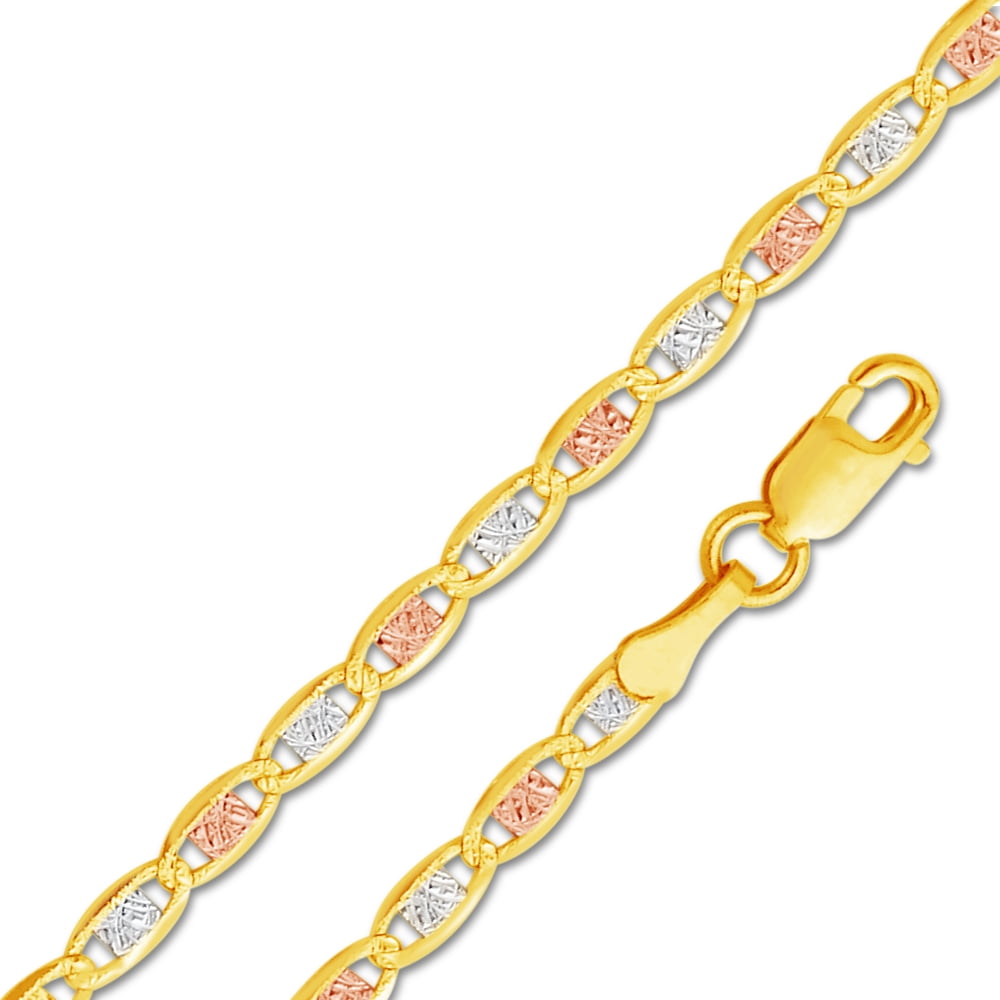 14k Tri 3 Color Gold Solid 2.5mm Valentino Chain Necklace 20" - Walmart.com
