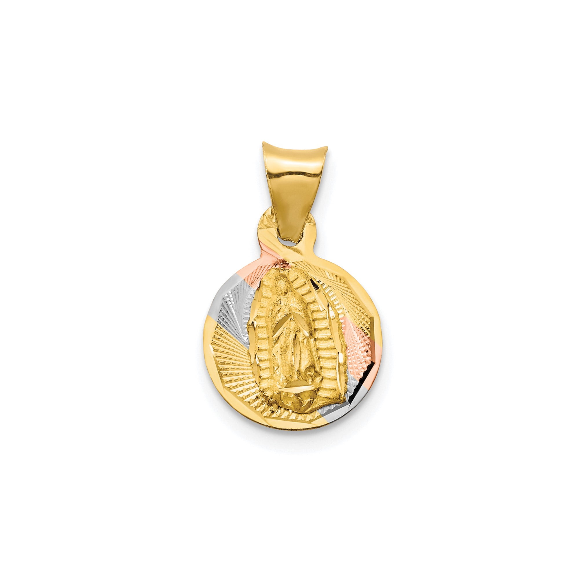 14k Tri-Color Gold Our Lady of Guadalupe Pendant for Women, Yellow and ...