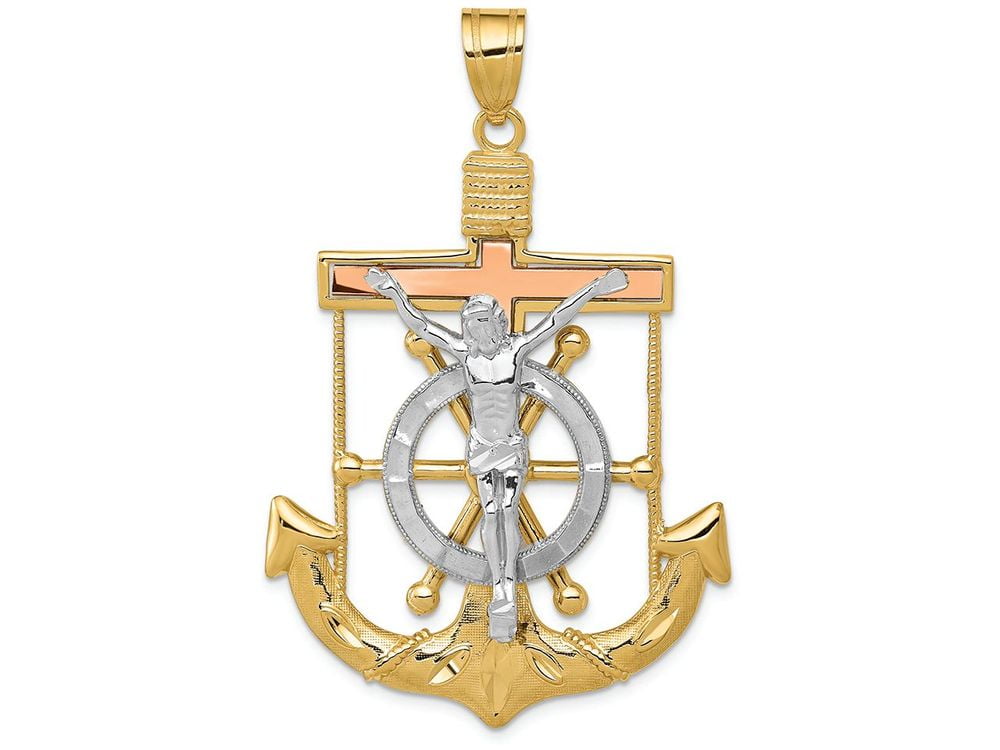14k Tri Color Gold Mariner's Cross Pendant - Walmart.com