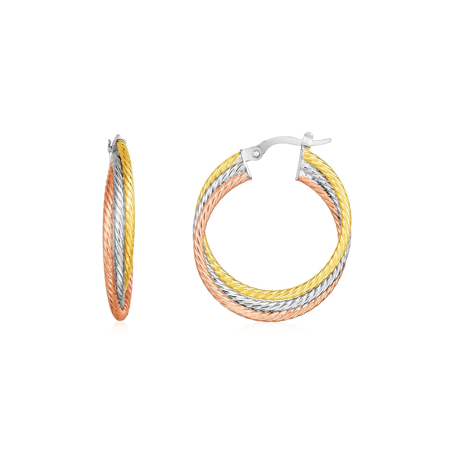 14k Tri Color Gold Three Part Round Hoop Earrings(4.5x26mm) - Walmart.com