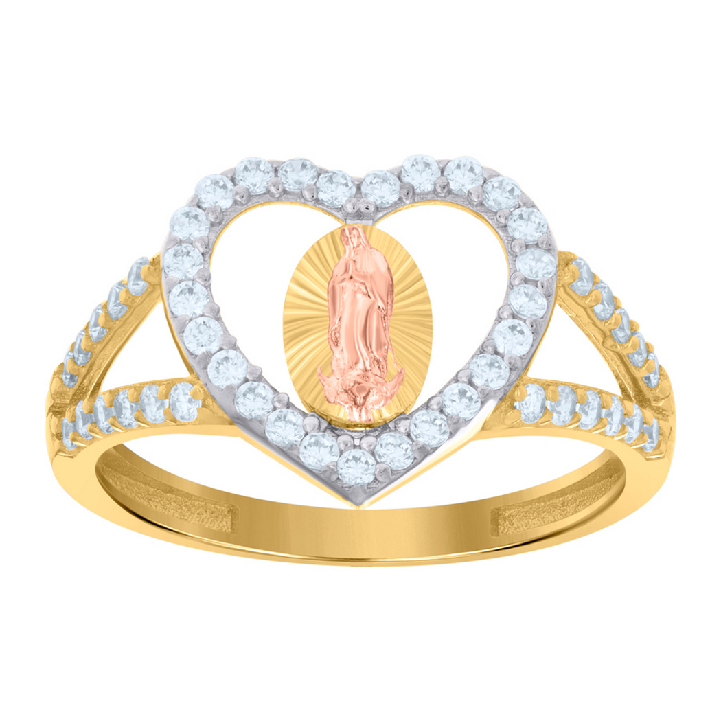 14k Tri color Gold Womens CZ Cubic Zirconia Simulated Diamond Love ...