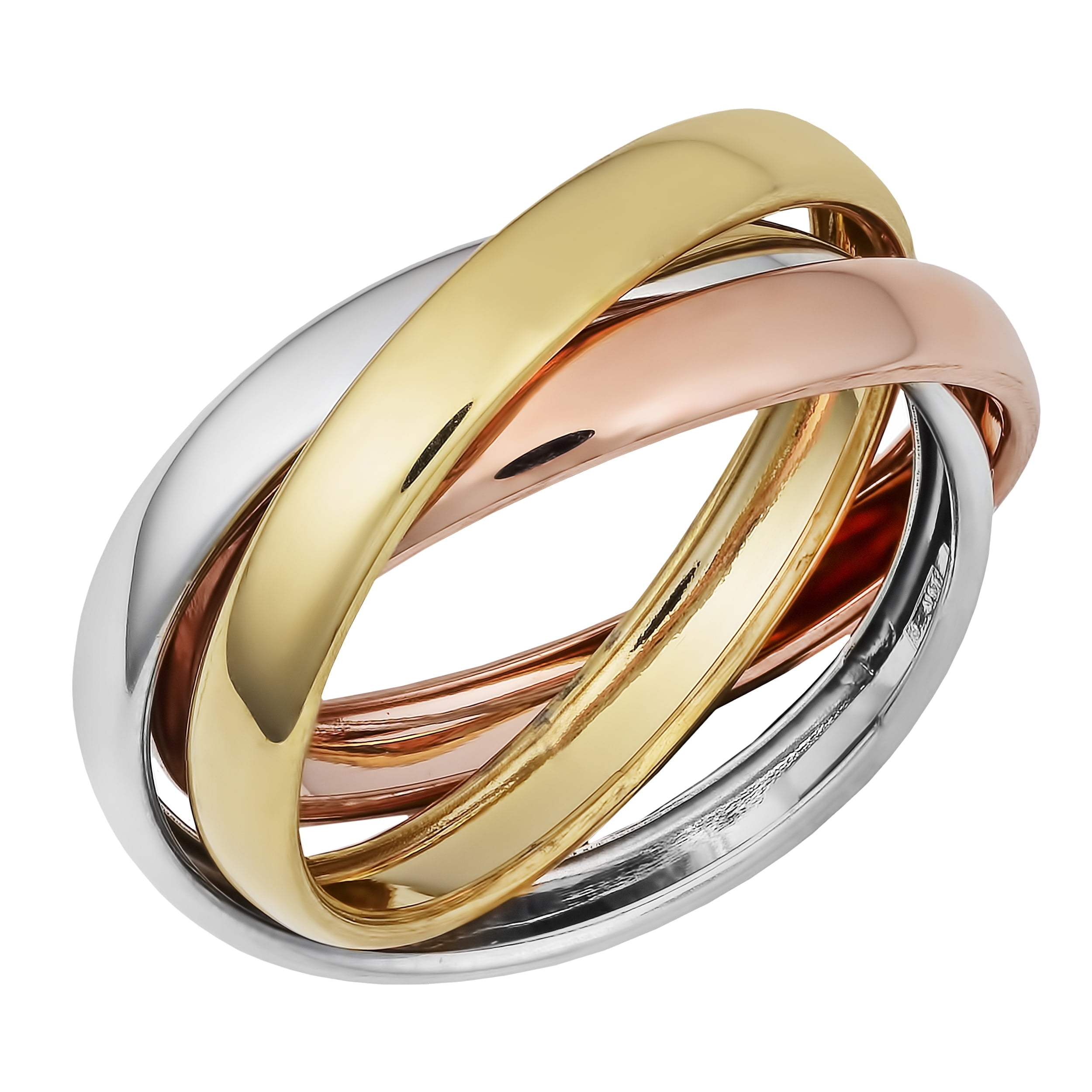 KoolJewelry 14k Tricolor Gold High Polish Rolling Ring - Walmart.com