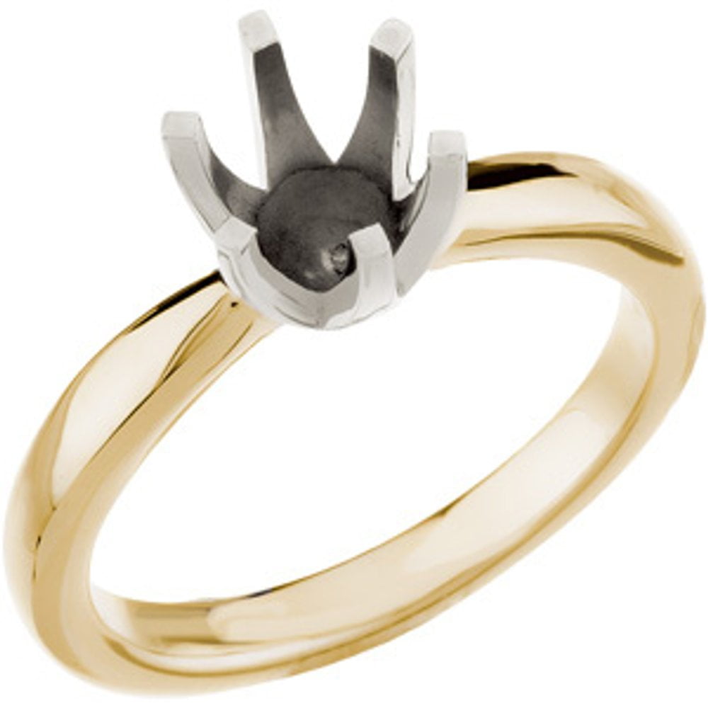 14k Two Tone Gold 11.9mm Round Shape Tall 6-Prong Solstice Solitaire ...
