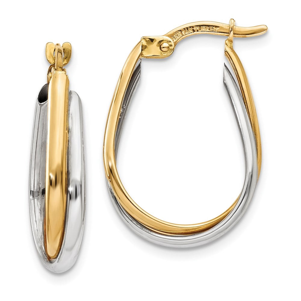 14k Two Tone Gold Double Hoop Earrings Fine Jewelry For Women Gifts For ...