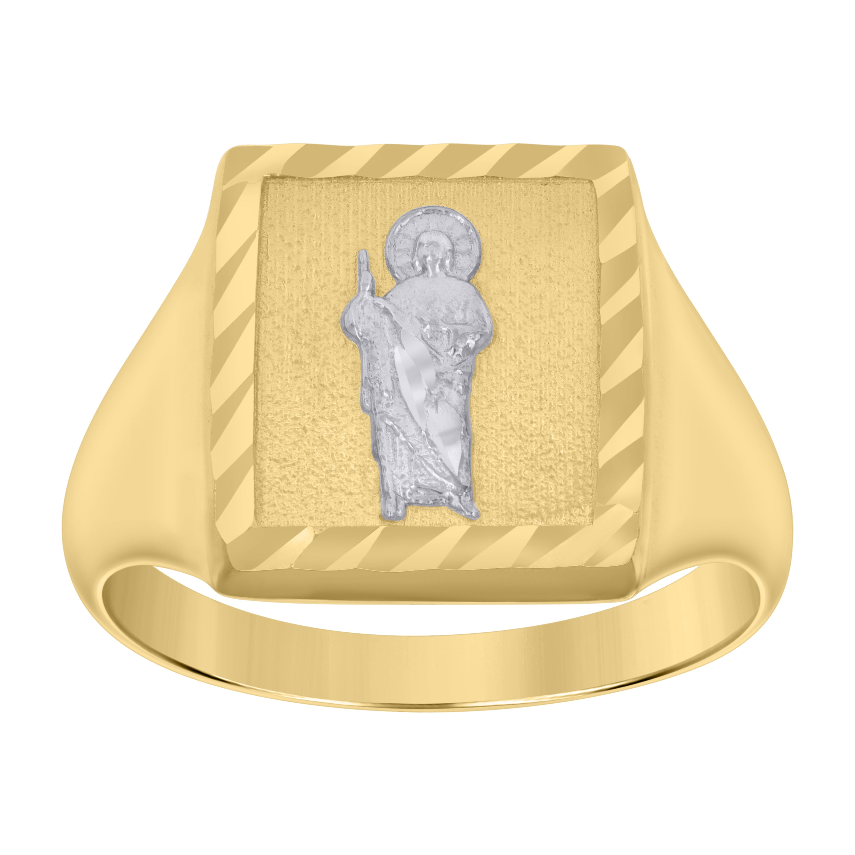 14k Two-Tone Gold Mens St. Jude Saint Religious Ring - Walmart.com