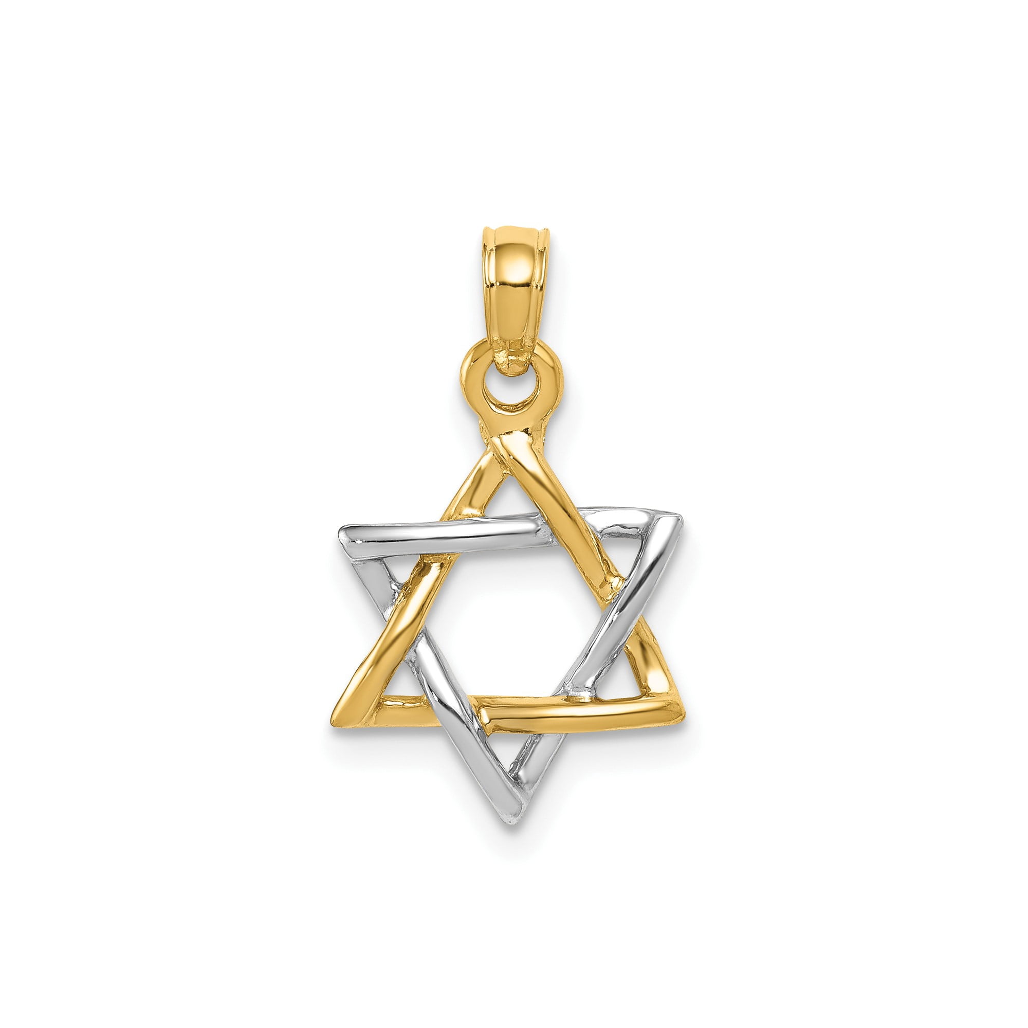 14k Two-Tone Gold Star of David Pendant with Intertwined Yellow and ...