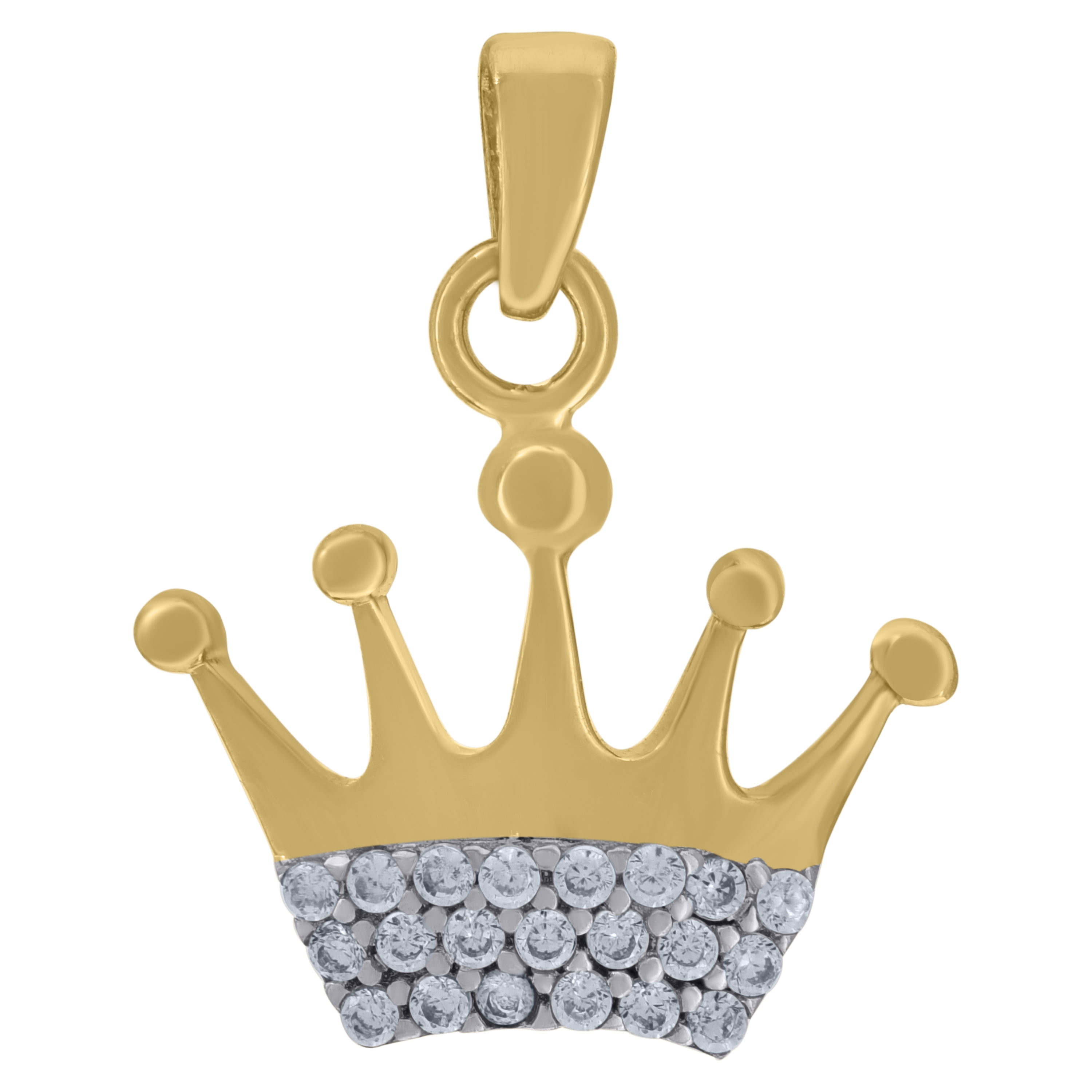 14k Two-Tone Gold Womens Cubic Zirconia Crown Charm Fashion Pendant ...