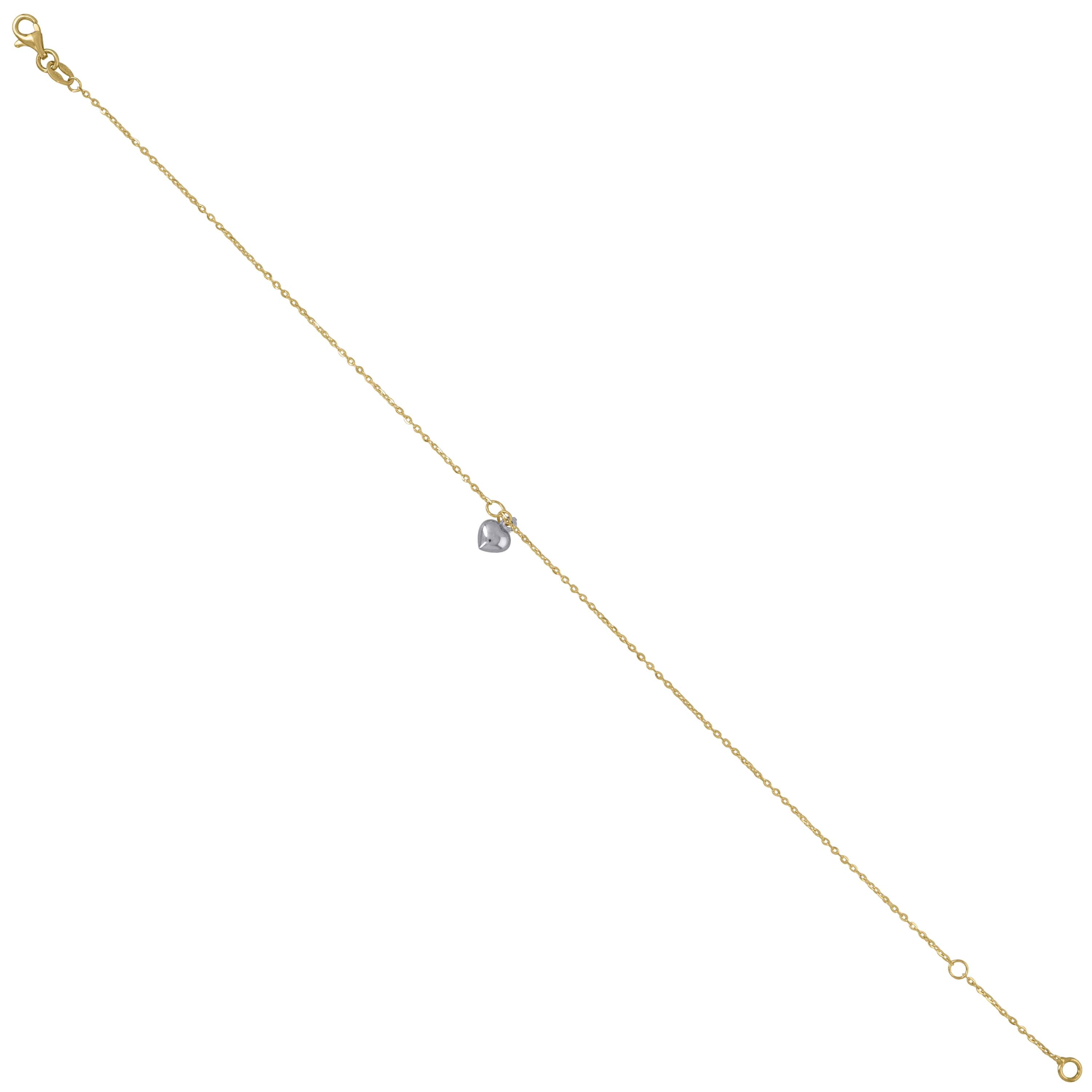 14k Two-Tone Gold Womens Heart Charm Anklet - Walmart.com