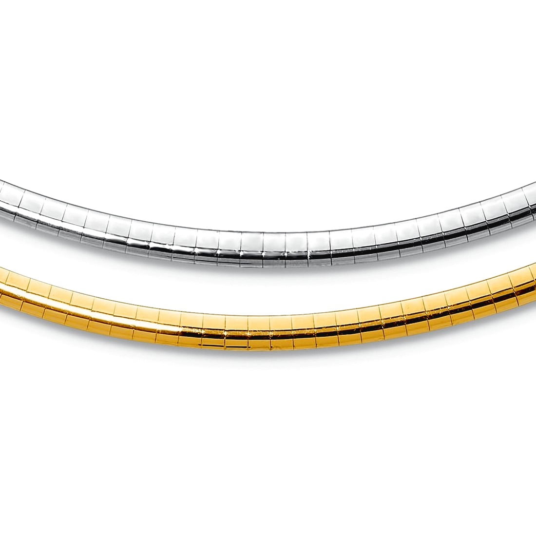 14k Two Tone Polished Fancy Lobster Closure Gold Reversible 3mm Omega ...