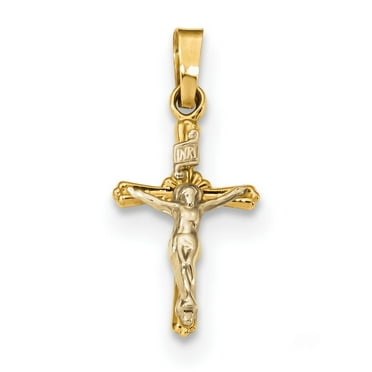 14k Two Tone Gold Cross Pendant Necklace for Men and Women with Anchor ...