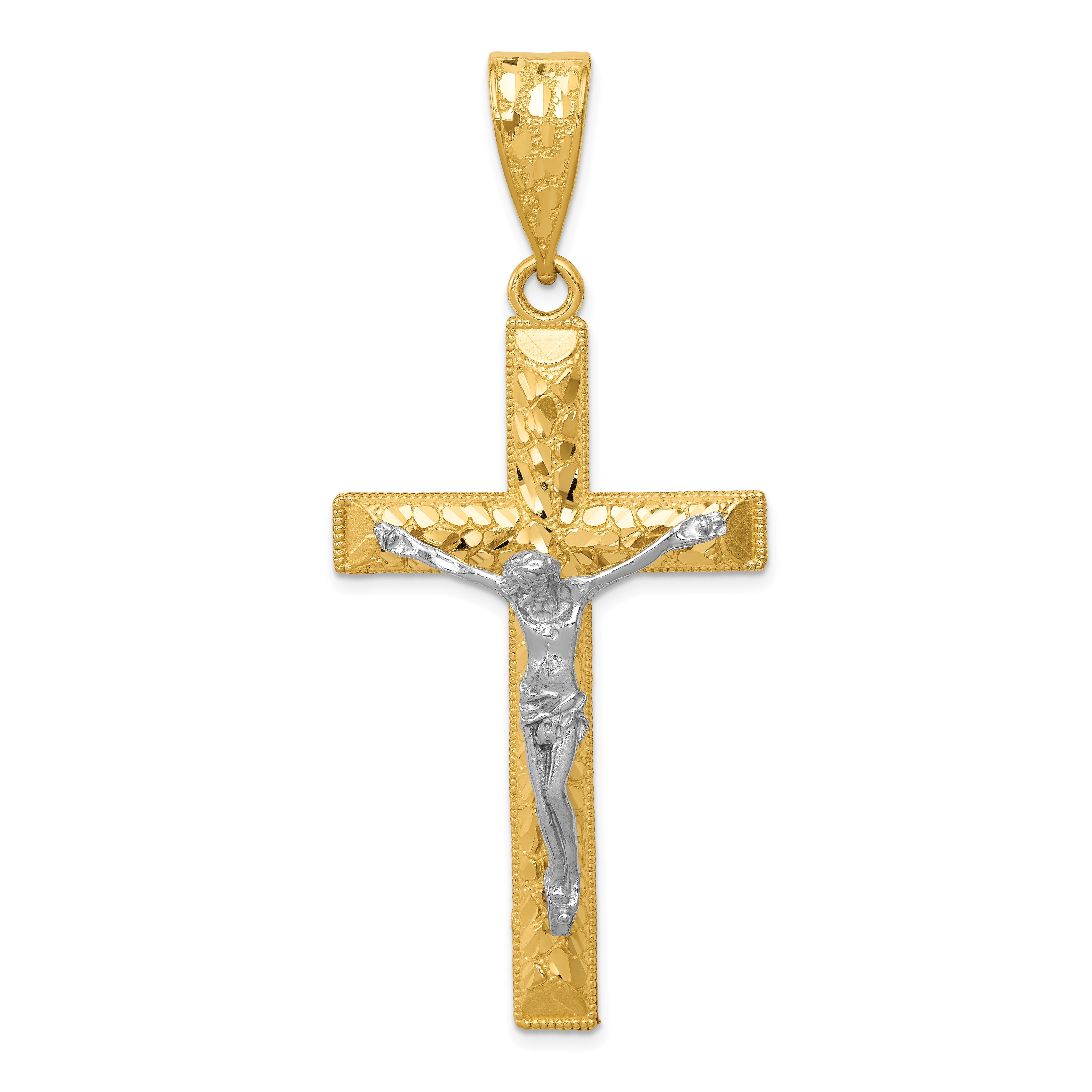 14k Two Tone Yellow Gold Lord Jesus Christ Crucifix Holy Cross ...