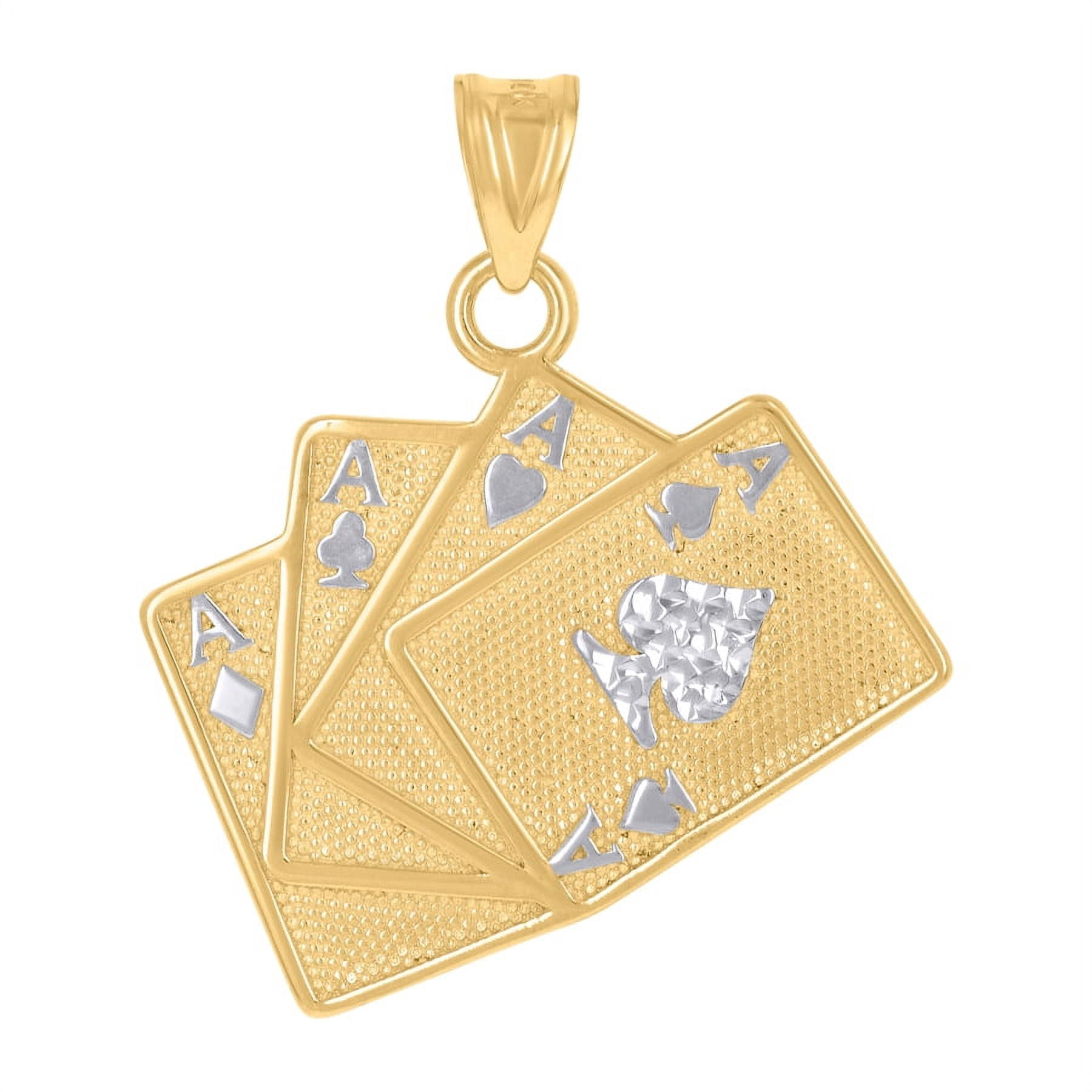 14k Two tone Gold Mens Playing Cards Ace Of Love Hearts Gambling ...