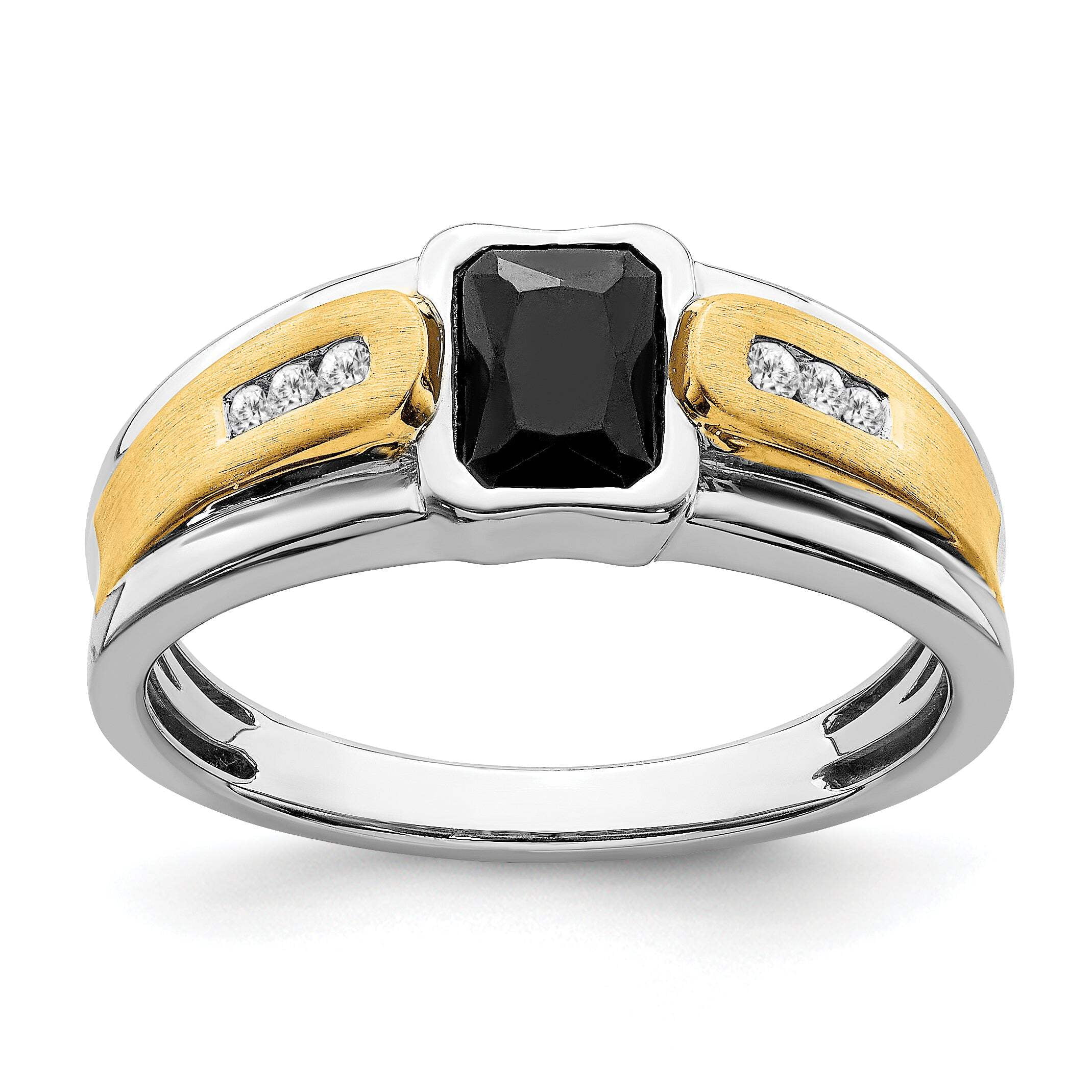14k Two-tone Onyx and Diamond Mens Ring - Walmart.com