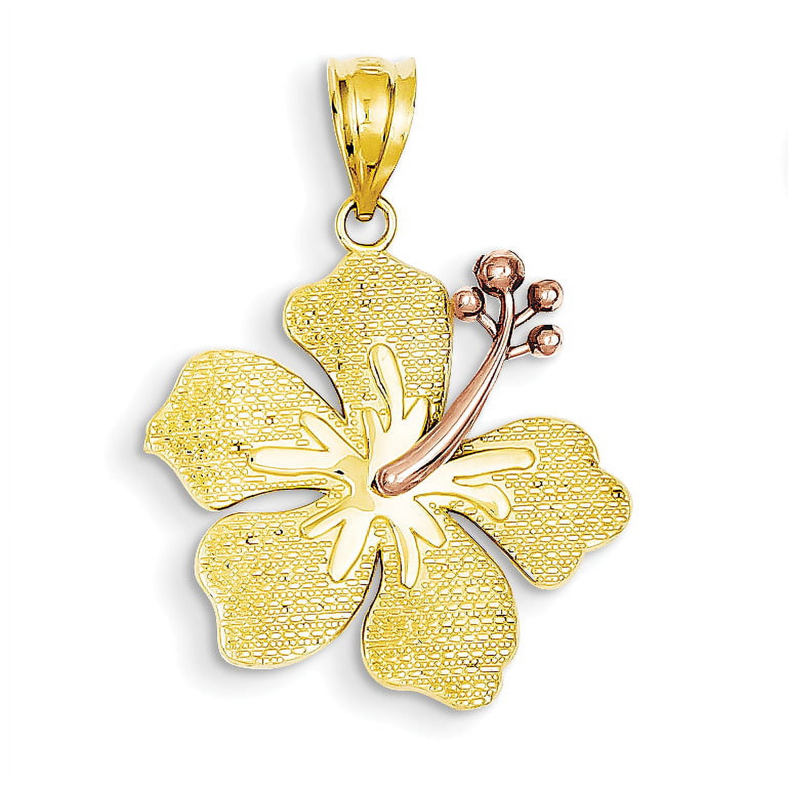 14k Two-tone Yellowith Rose Hibiscus Charm - Walmart.com