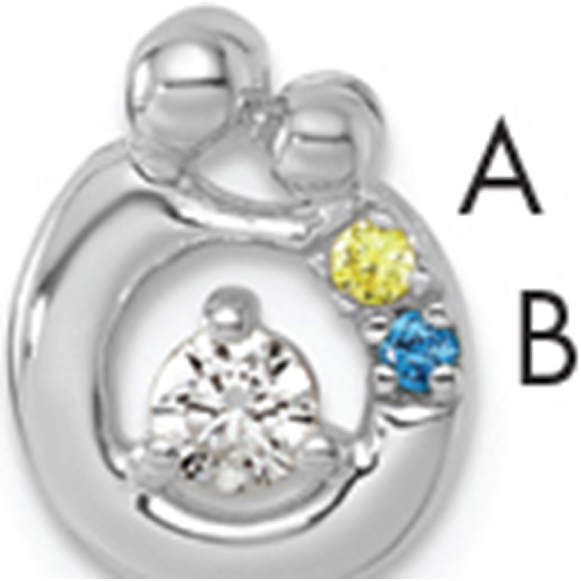 14k WG 2 Synthetic Birthstone and Dia MotherChild Chain Slide White ...