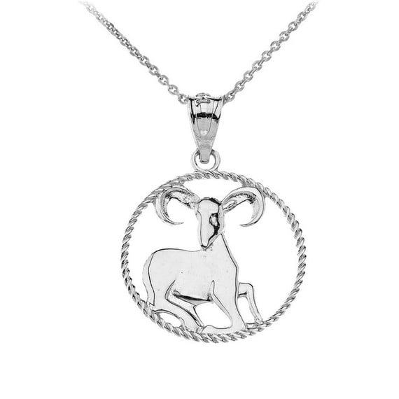 14k White 12 Astrological Zodiac Signs Rope Pendant / Necklace Aries ...
