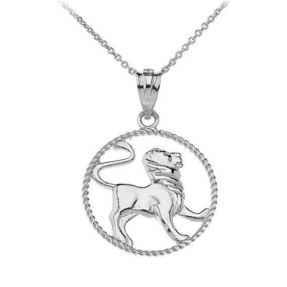 14k White 12 Astrological Zodiac Signs Rope Pendant / Necklace Leo (22 ...