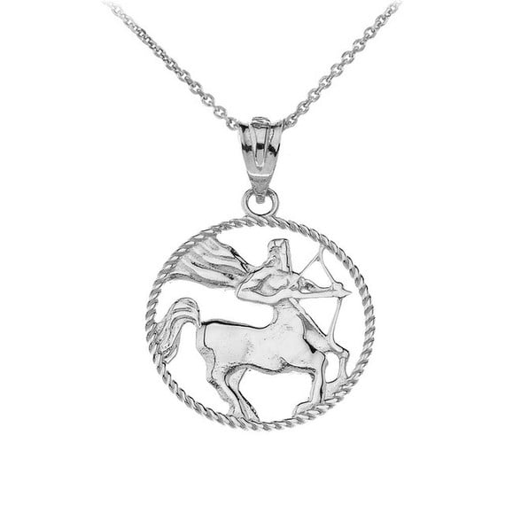 14k White 12 Astrological Zodiac Signs Rope Pendant / Necklace ...