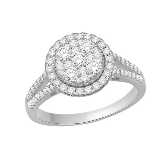 AFFY 14k White Gold 0.9 cttw Round Cut White Natural Diamond Split ...