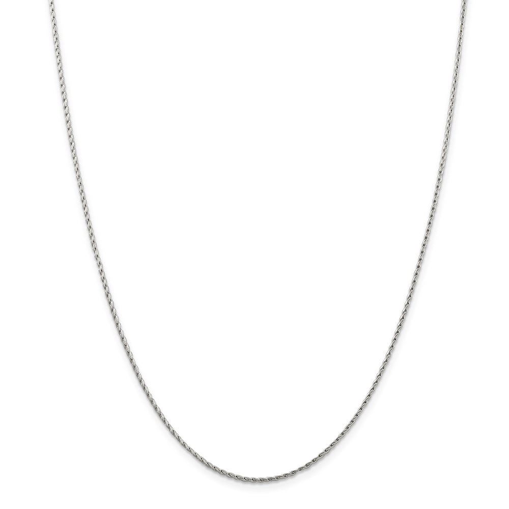 14k White Gold 1.25mm Round Shape Parisian Wheat Chain Necklace Fine ...