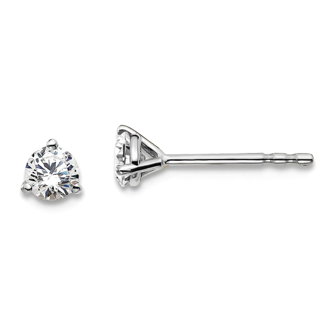 14k White Gold 1/3 Ctw Lab Grown Diamond VS+ F+ Round 3 Prong Heavy ...
