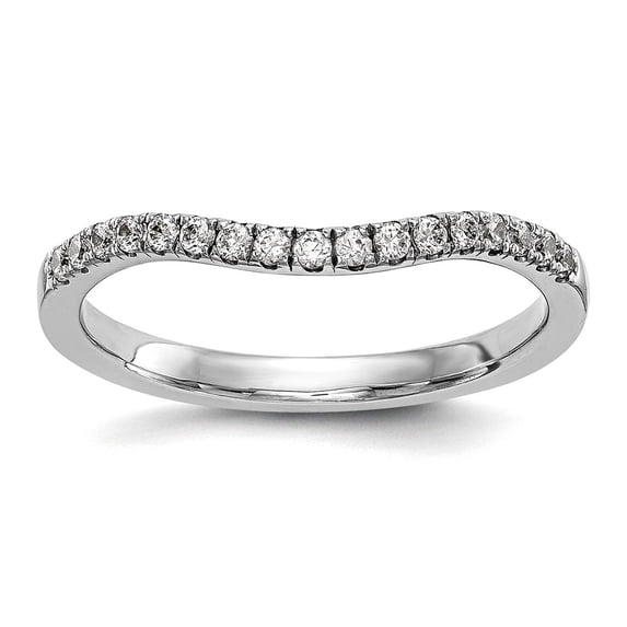 14k White Gold 1/5 Carat Diamond Contoured Wedding Band Size 7.00 ...