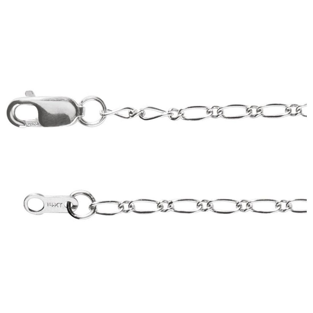 14k White Gold 1.5mm Figaro 16 Inch Chain Necklace - 2.1 Grams ...