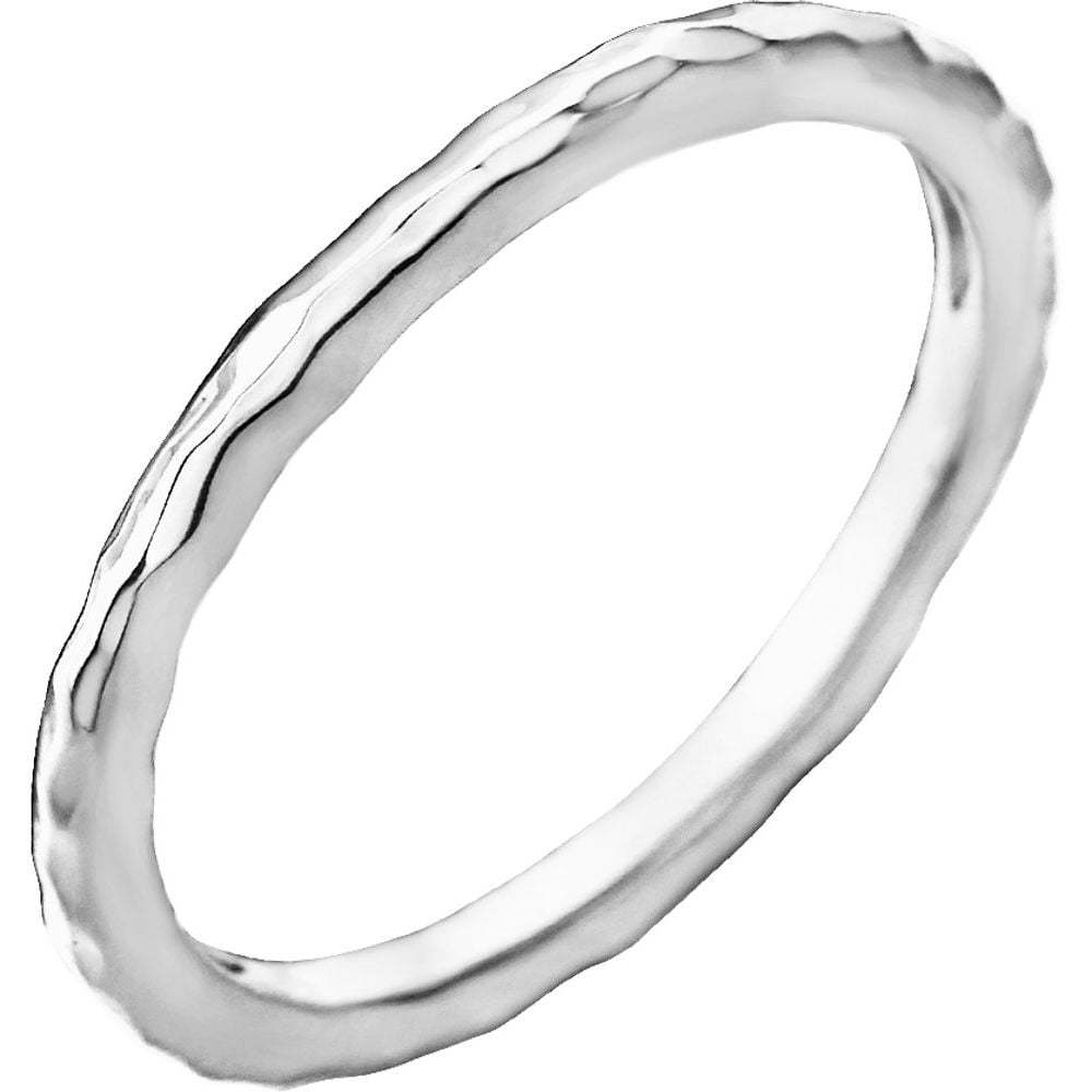 14k White Gold 1.8mm Hammered Stackable Metal Fashion Ring Fine Jewelry For Women Gifts For Her ...