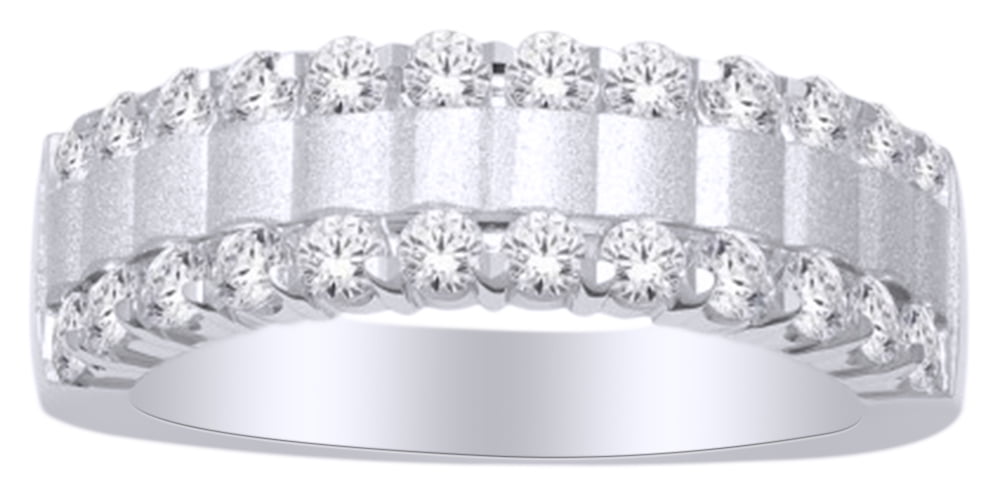 AFFY 14k White Gold 1 CT Round Cut White Natural Diamond Men's Fashion ...