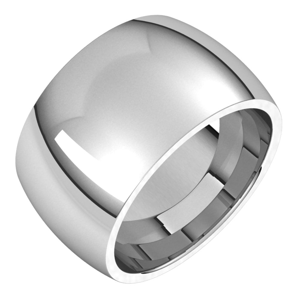 14k White Gold 12mm Half Round Shape Comfort Fit Classic Bridal Wedding ...