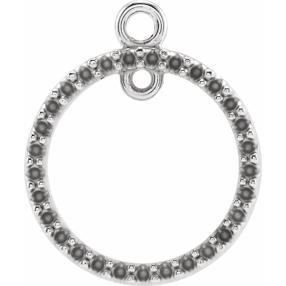 14k White Gold 13.3mm OD 1.1mm Round Shape Circle Dangle Link with ...