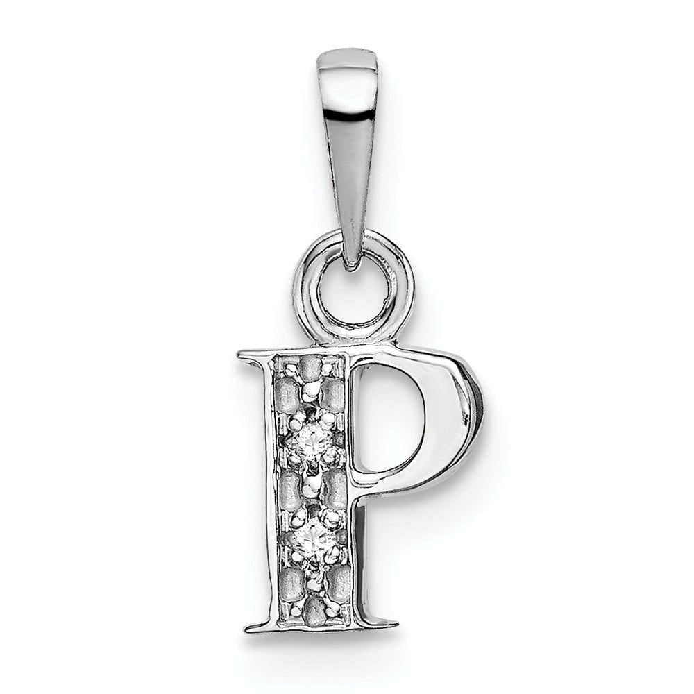 14k White Gold 14KW Diamond Letter P Initial Pendant Charm - Walmart.com