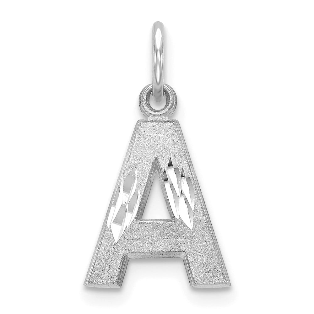 14k White Gold 14KW Satin Diamond-cut Letter A Initial Charm Pendant ...