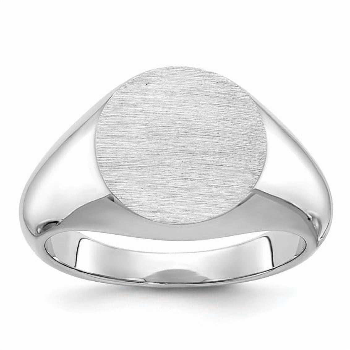 14k White Gold IBGoodman 16x14mm Men's Round Signet Ring - Walmart.com