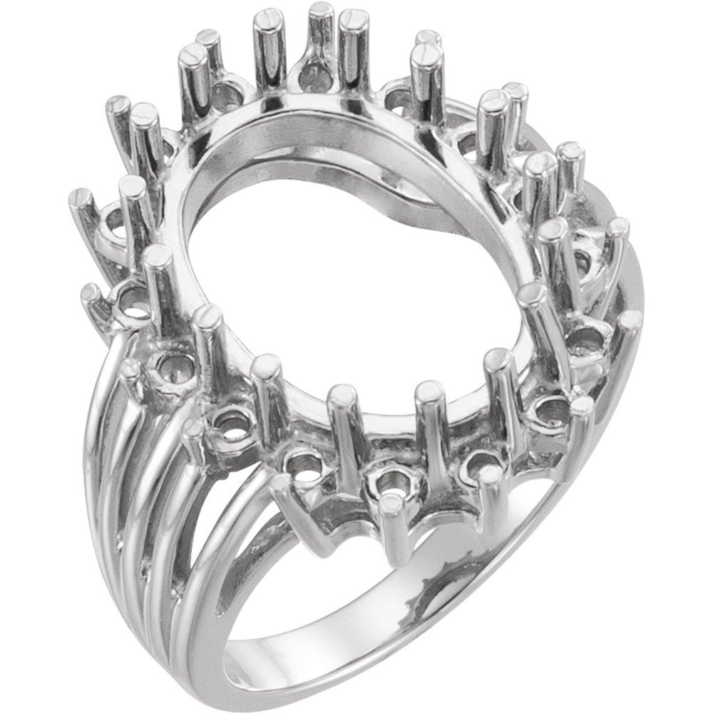 14k White Gold 18x13mm Oval Shape Halo-Style Fashion Ring Fine Jewelry ...