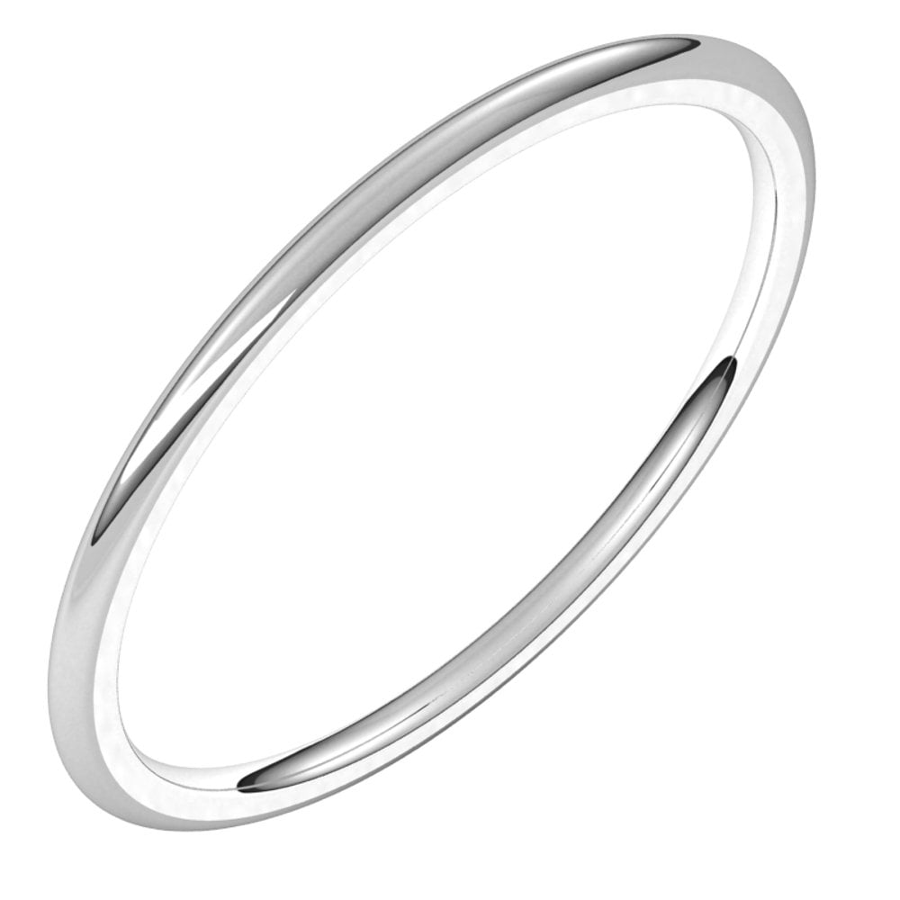 14k White Gold 1mm Half Round Shape Comfort Fit Light Classic Bridal ...