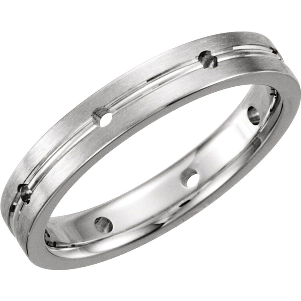14k White Gold 2.2mm Round 8 Eight-Stone 4mm Comfort-Fit Bridal Wedding ...
