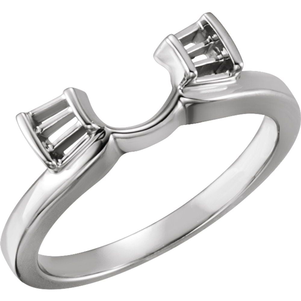 14k White Gold 2.75x1.25x1mm Tapered Baguette Shape Wrap-Style Bridal ...