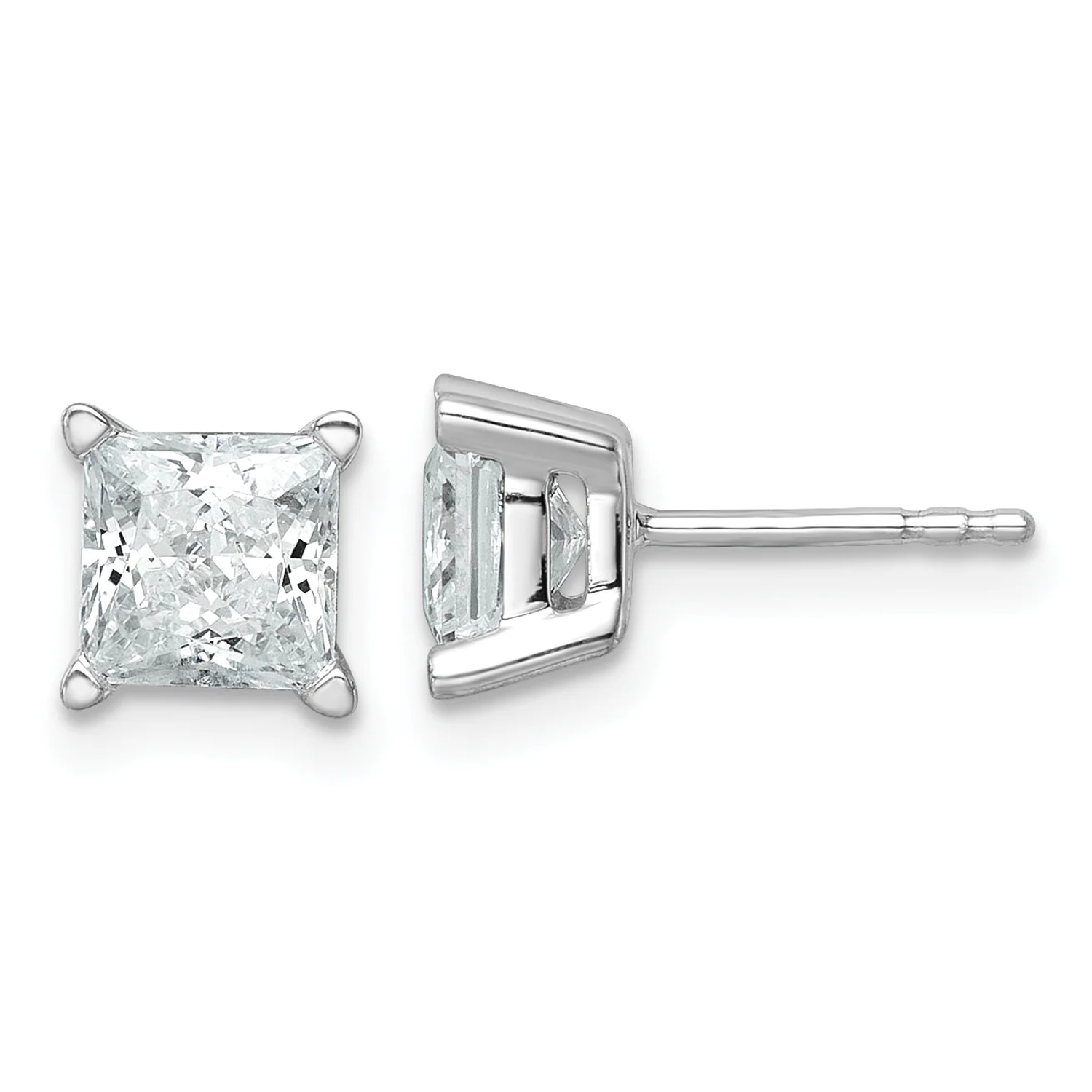 14k White Gold 2 carat total weight Princess VS/SI GH Lab Grown Diamond ...