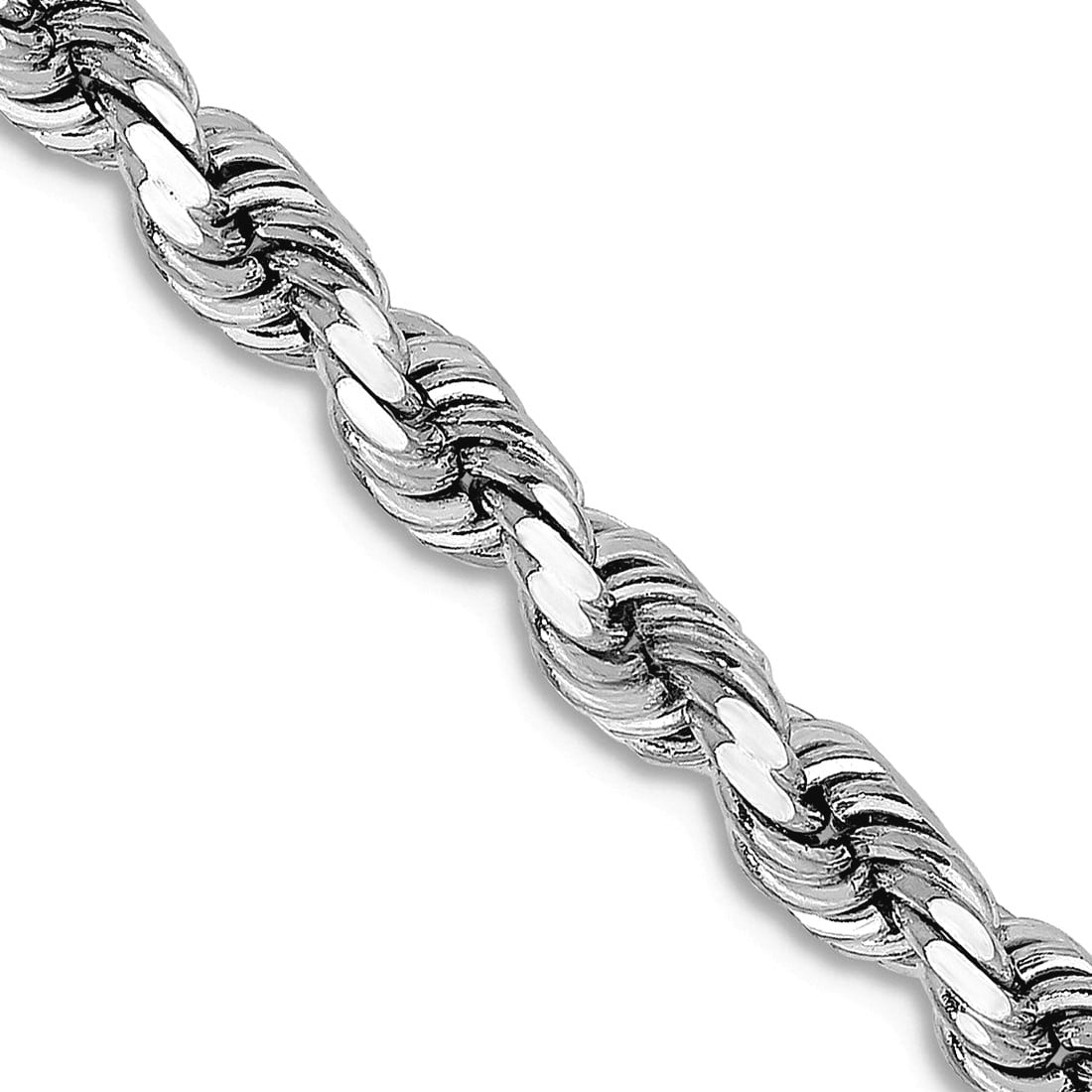 14k White Gold 3.75mm Sparkle Cut Rope With Lobster Clasp Chain ...