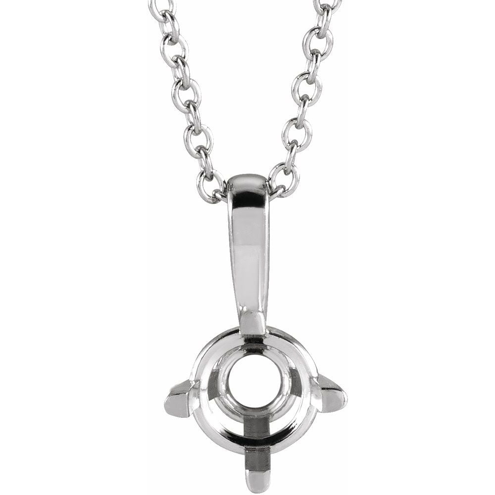 14k White Gold 4.5mm Round Shape Solitaire Necklace for Approximately 1 ...