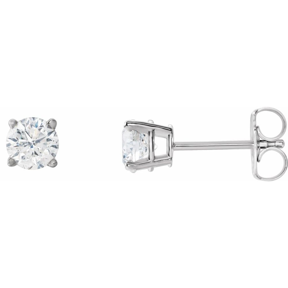 14k White Gold 4.5mm Round Shape Stuller Lab-Created Moissanite Stud ...