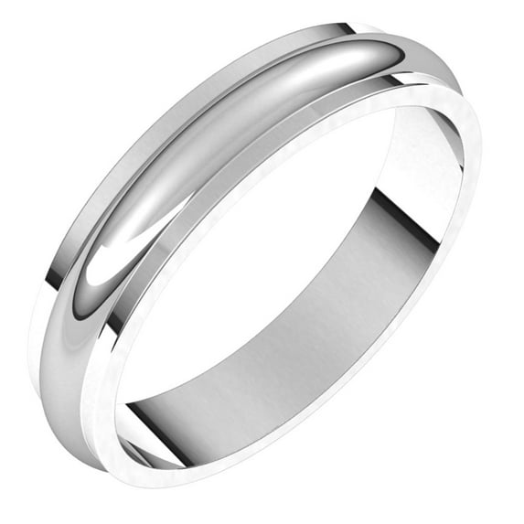 14k White Gold 4mm Half Round Shape Edge Classic Bridal Wedding ...