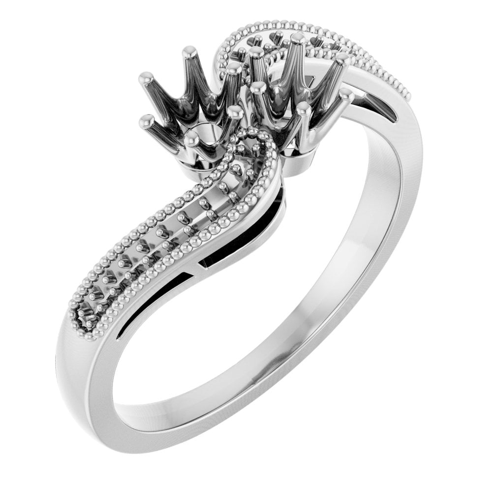 14k White Gold 4mm Round Shape 2 Two-Stone Bridal Wedding Engagement ...