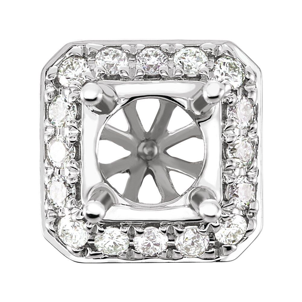 14k White Gold 4mm Round Shape Diamond Semi-Set Halo-Style Peg Setting ...