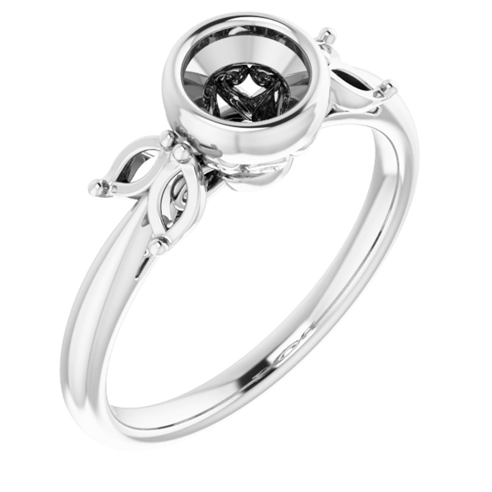 14k White Gold 5.2mm Round Shape Bezel-Set Bridal Wedding Engagement ...