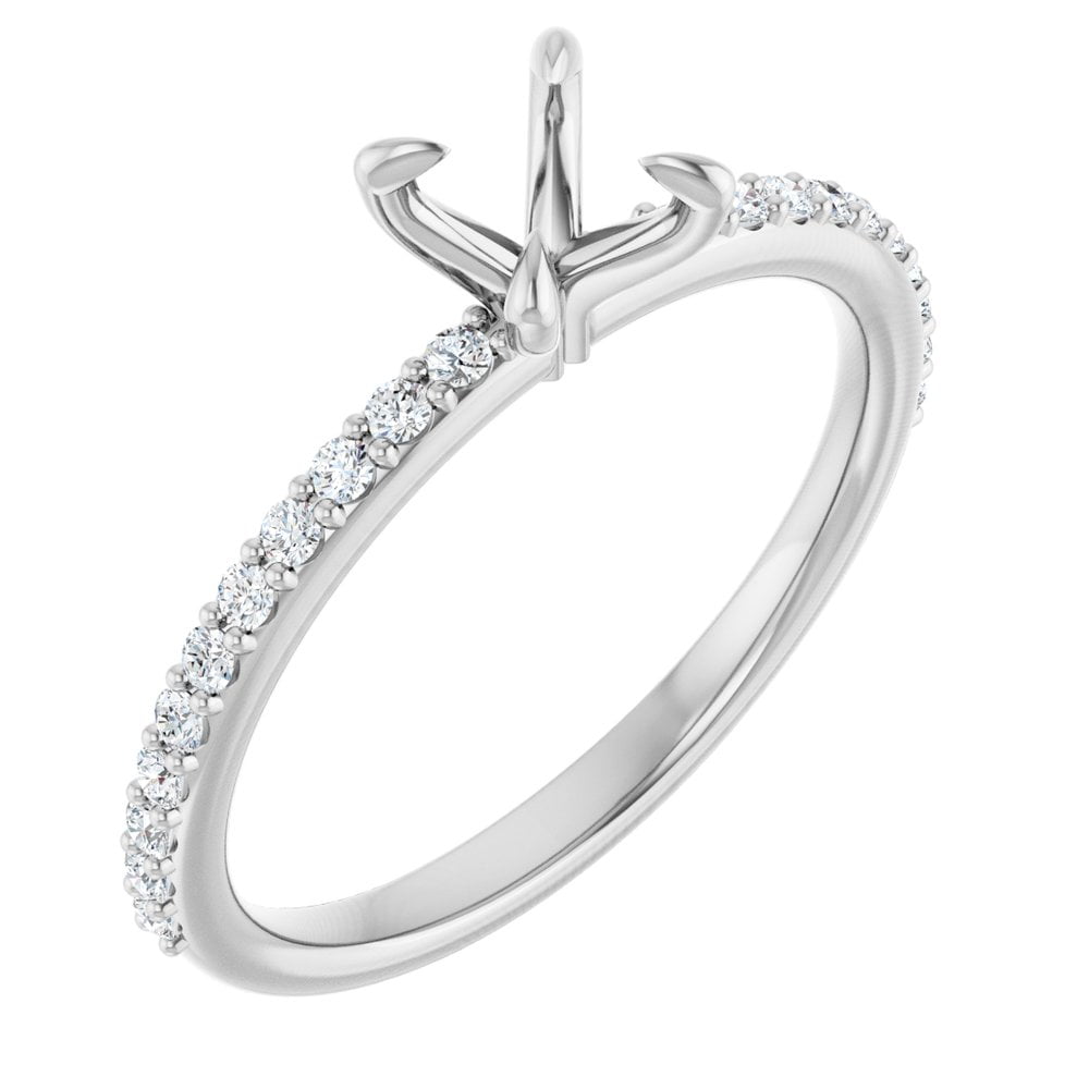 14k White Gold 5.2mm Round Shape Diamond Semi-Mount Bridal Wedding ...