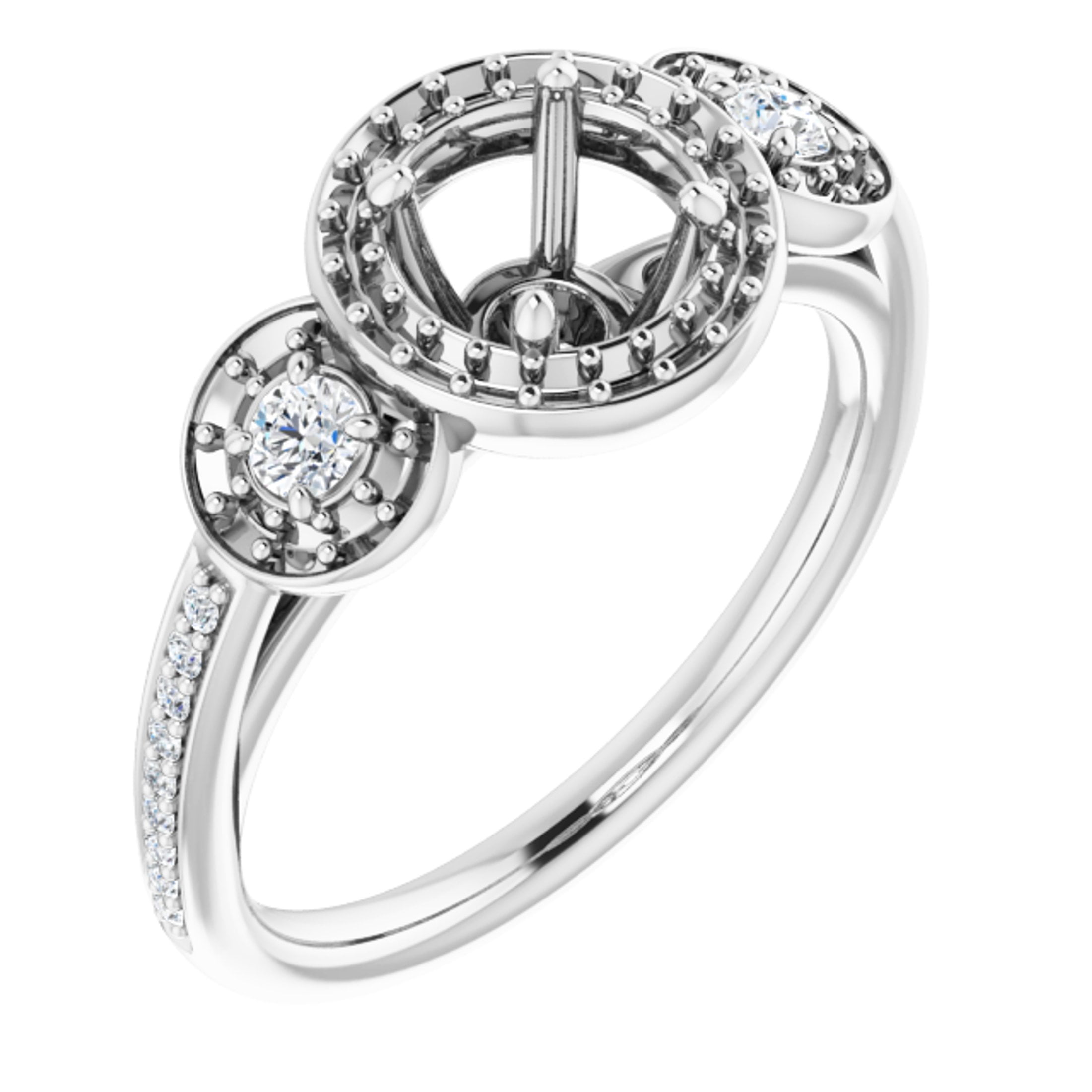 14k White Gold 5.5mm Round Shape Diamond Semi-Mount Bridal Wedding ...